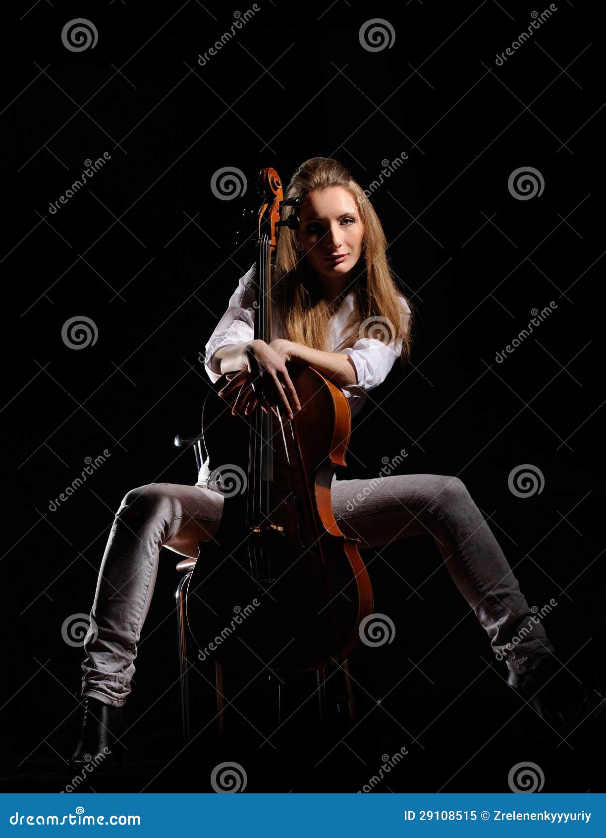Attractive Girl with Cello Isolated Stock Image - Image of lifestyle ...