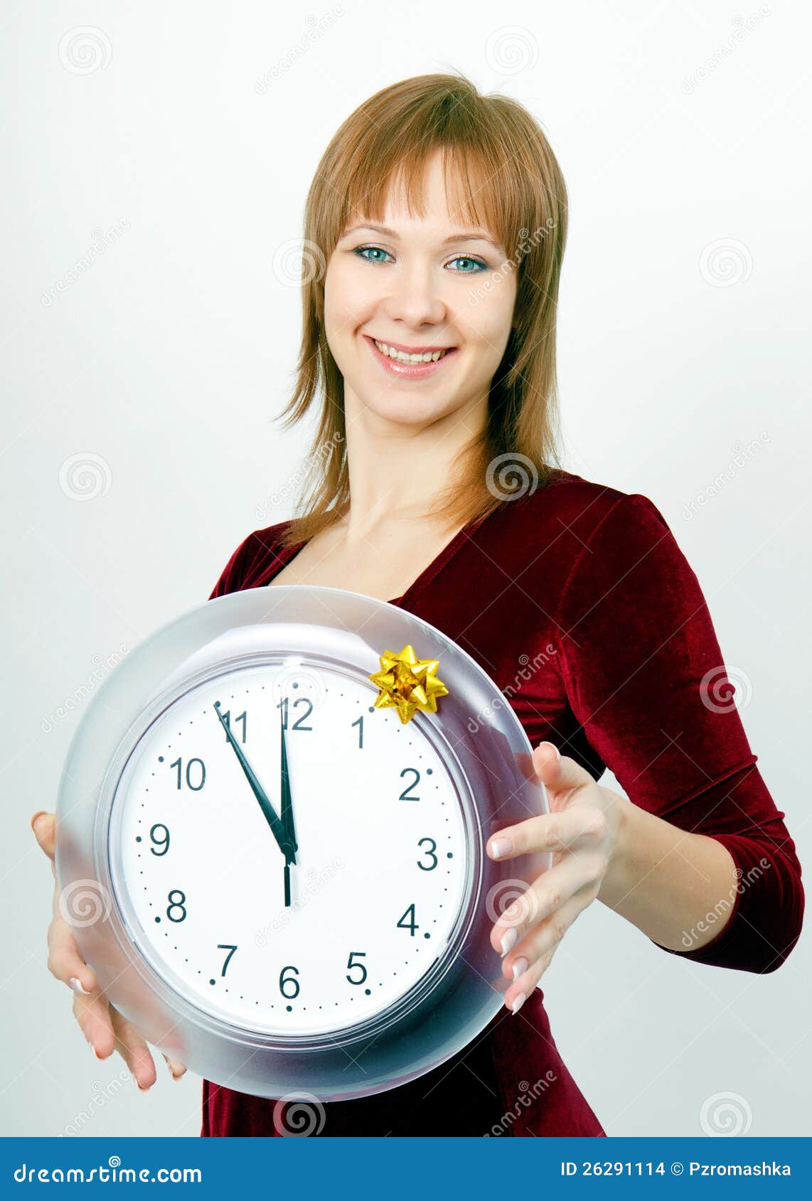 Attractive Girl with a Clock Stock Photo - Image of face, female: 26291114
