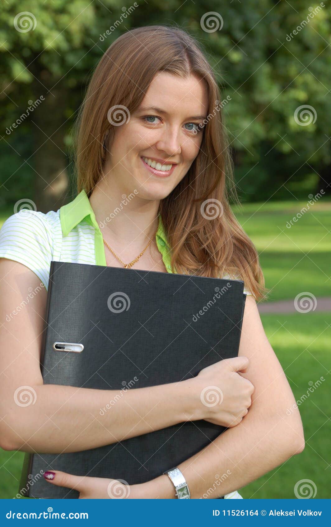 Attractive Girl with Folder Stock Photo - Image of preparations, pretty ...