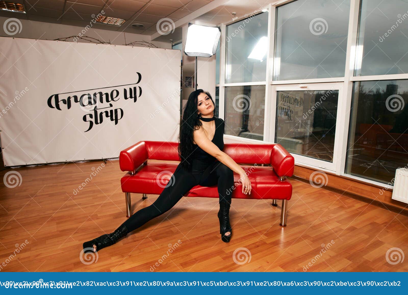 Attractive Girl With A Good Figure Dancing Strip Plastic In The Dance