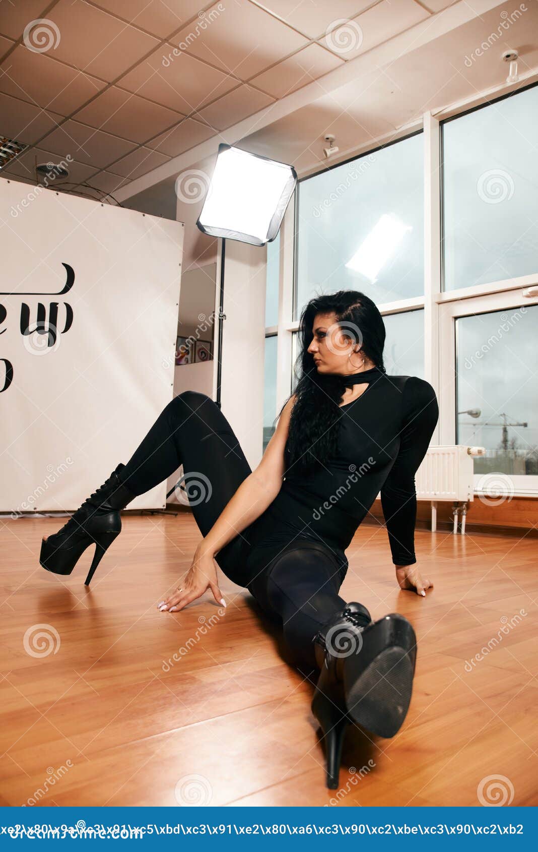 Attractive Girl With A Good Figure Dancing Strip Plastic In The Dance