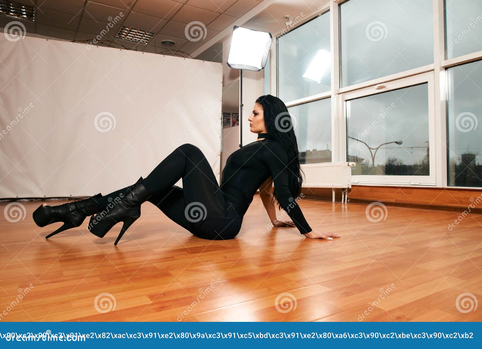 Attractive Girl With A Good Figure Dancing Strip Plastic In The Dance