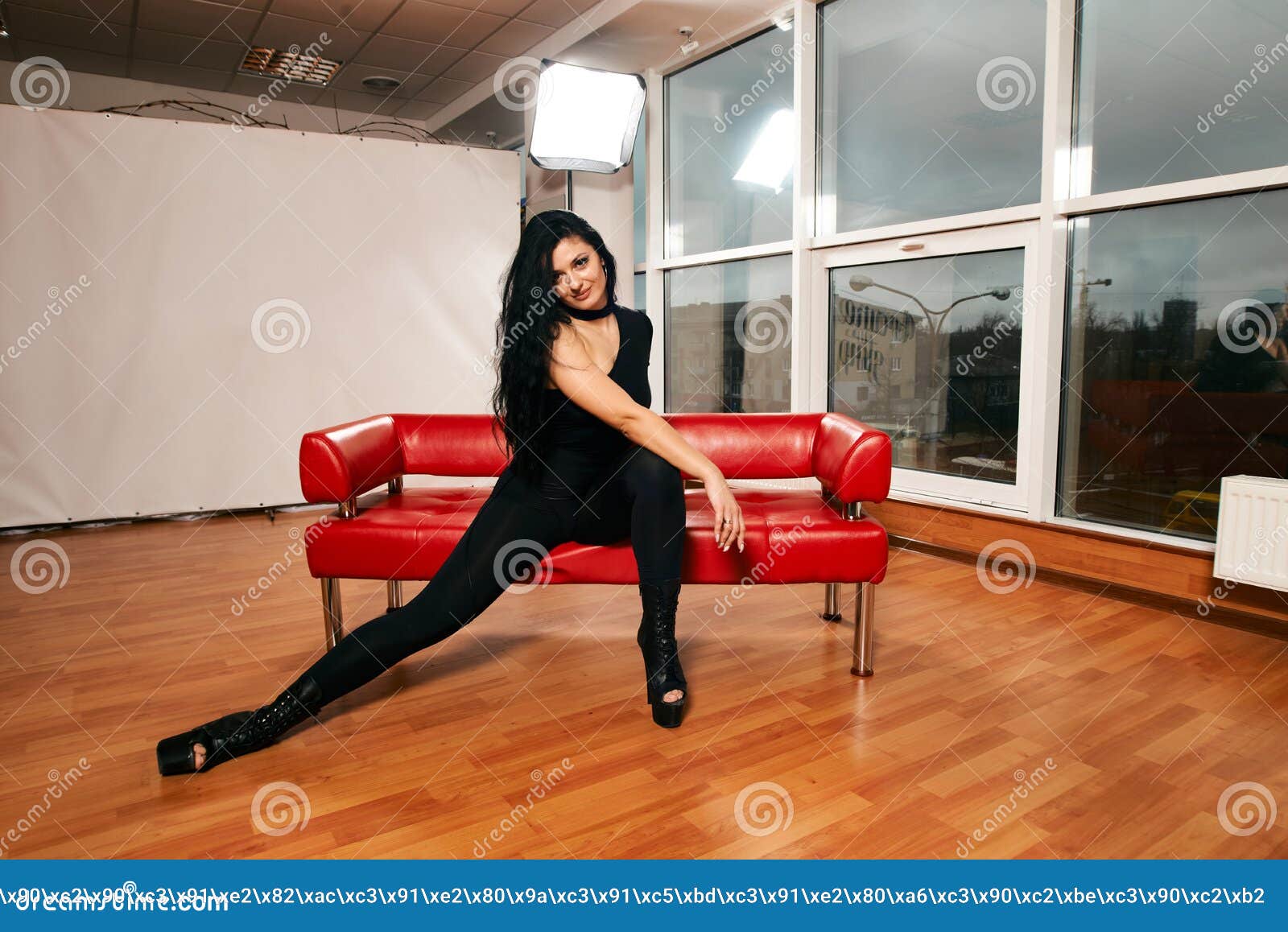 Attractive Girl With A Good Figure Dancing Strip Plastic In The Dance