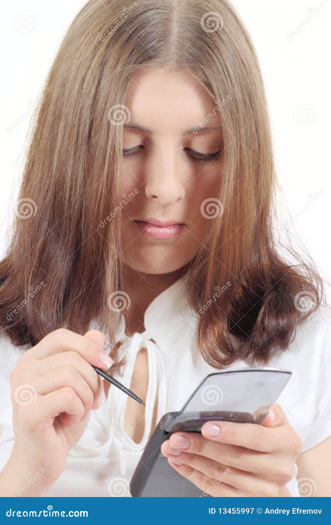 Attractive Girl with the Handheld Stock Image - Image of communications ...