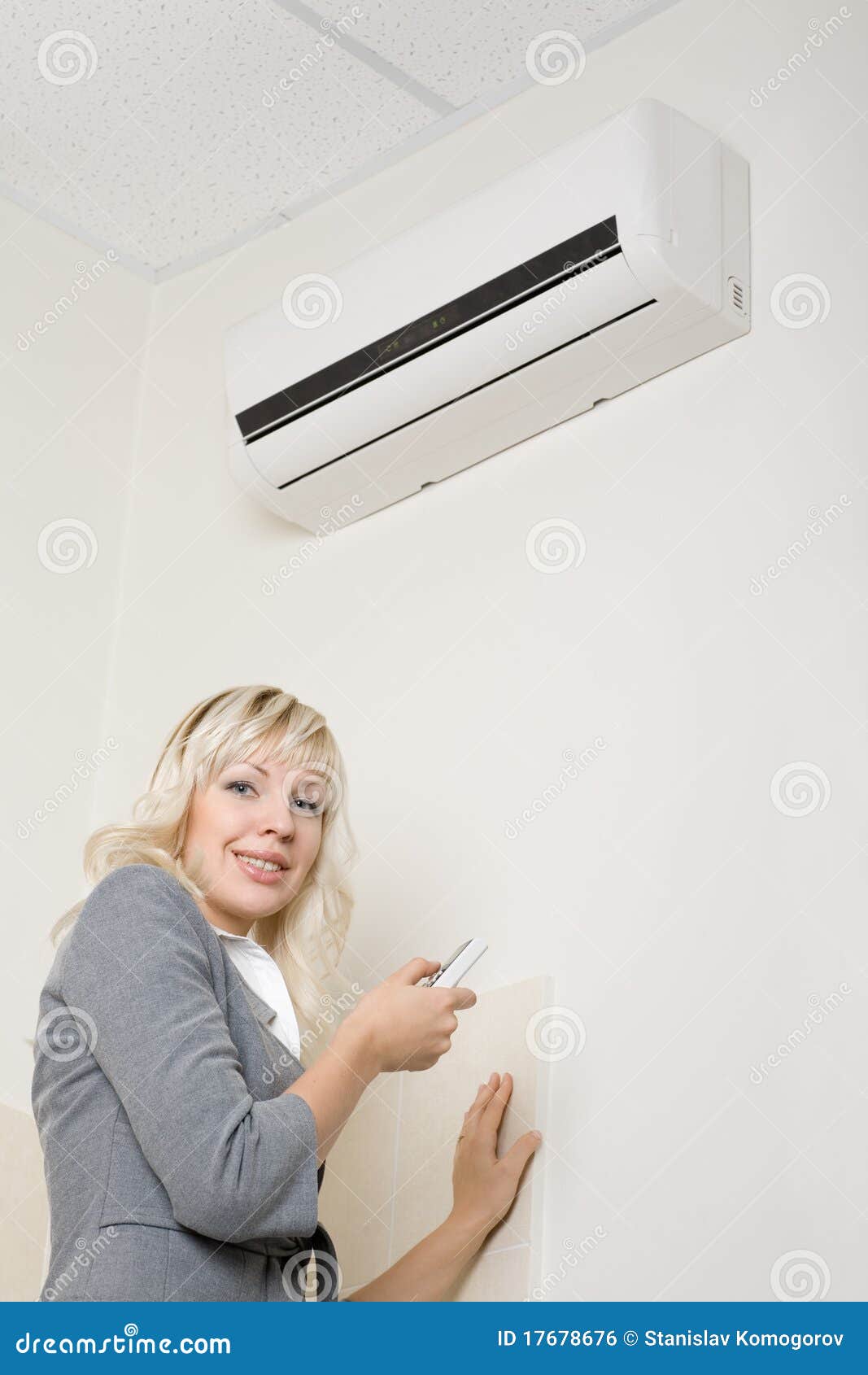 Attractive Girl Includes Air Conditioner Stock Photo - Image of hand ...