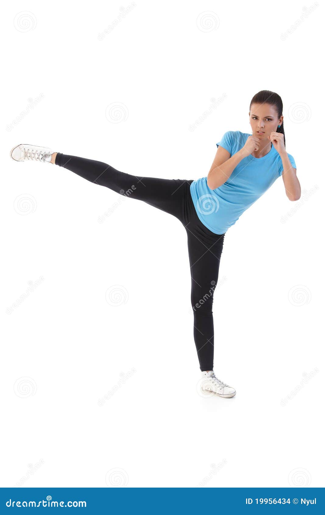 Attractive Girl Kick-boxing Stock Photo - Image of fresh, exercising ...