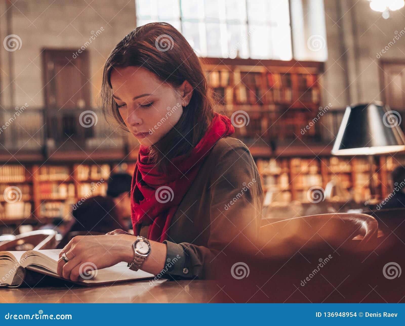 Attractive Girl in the Library Stock Photo - Image of reading, people ...