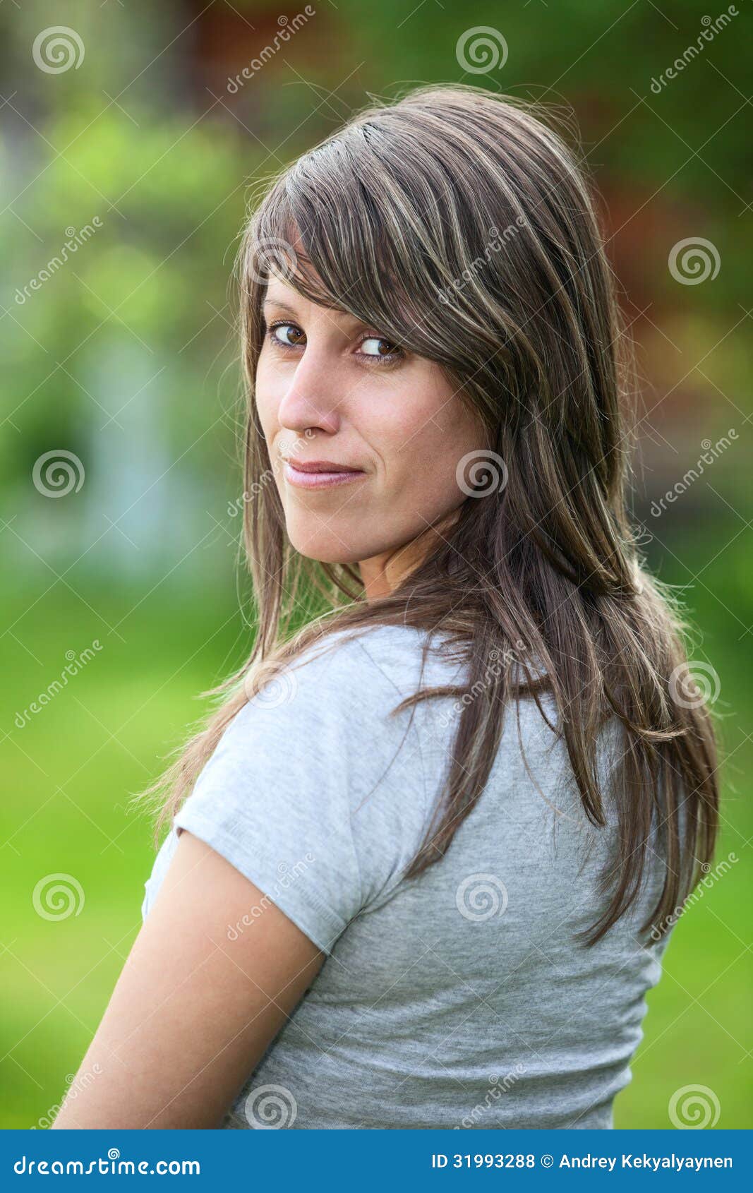 Attractive Girl Looking Back at Camera Stock Photo - Image of girl ...