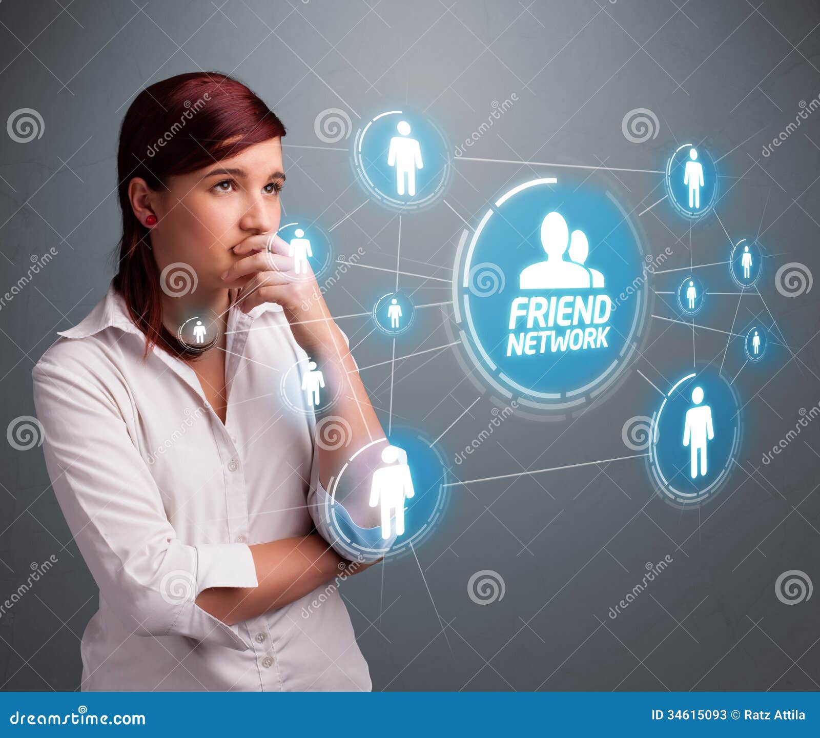 Attractive Girl Looking at Modern Social Network Stock Image - Image of ...