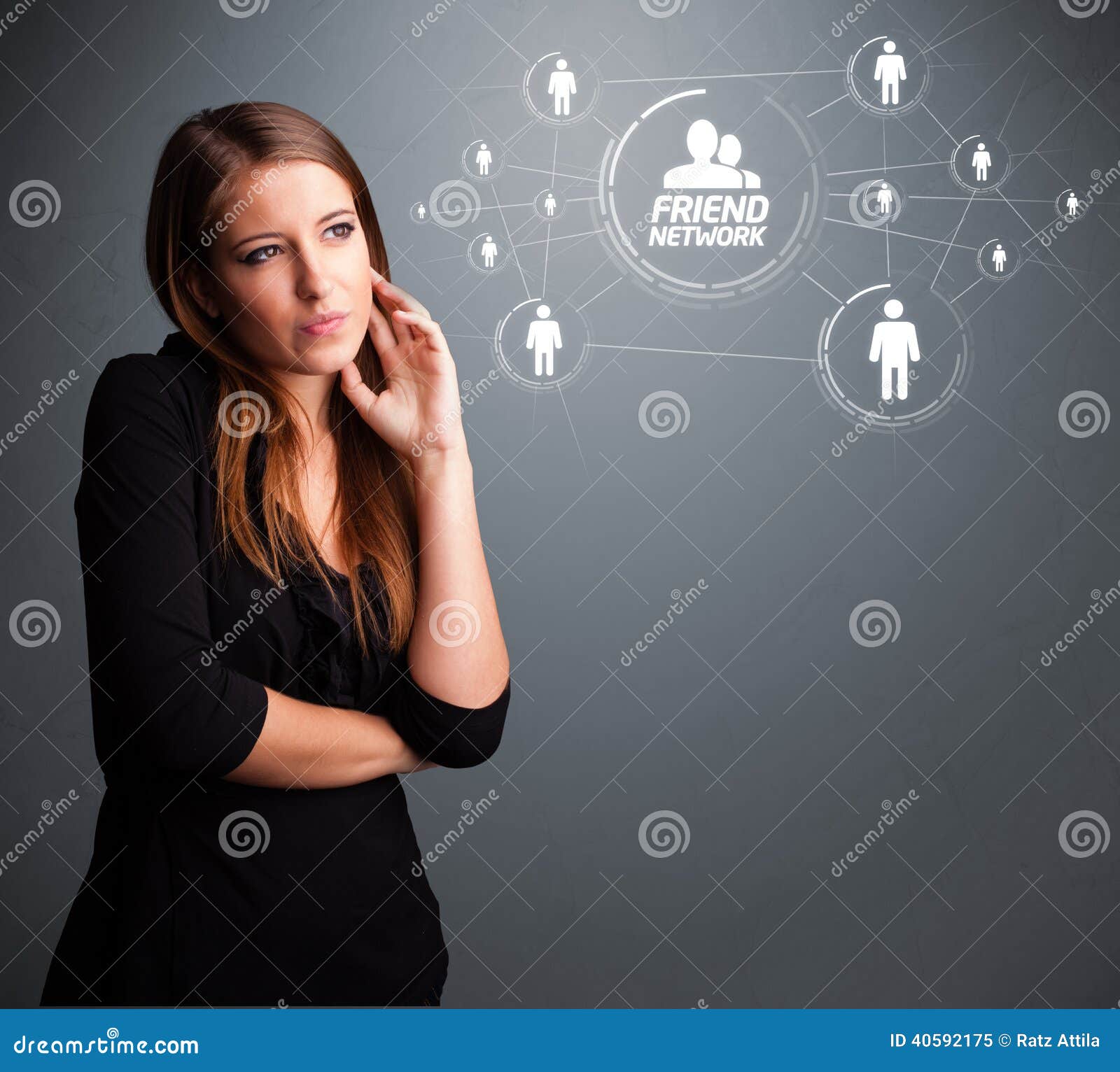 Attractive Girl Looking at Modern Social Network Stock Image - Image of ...