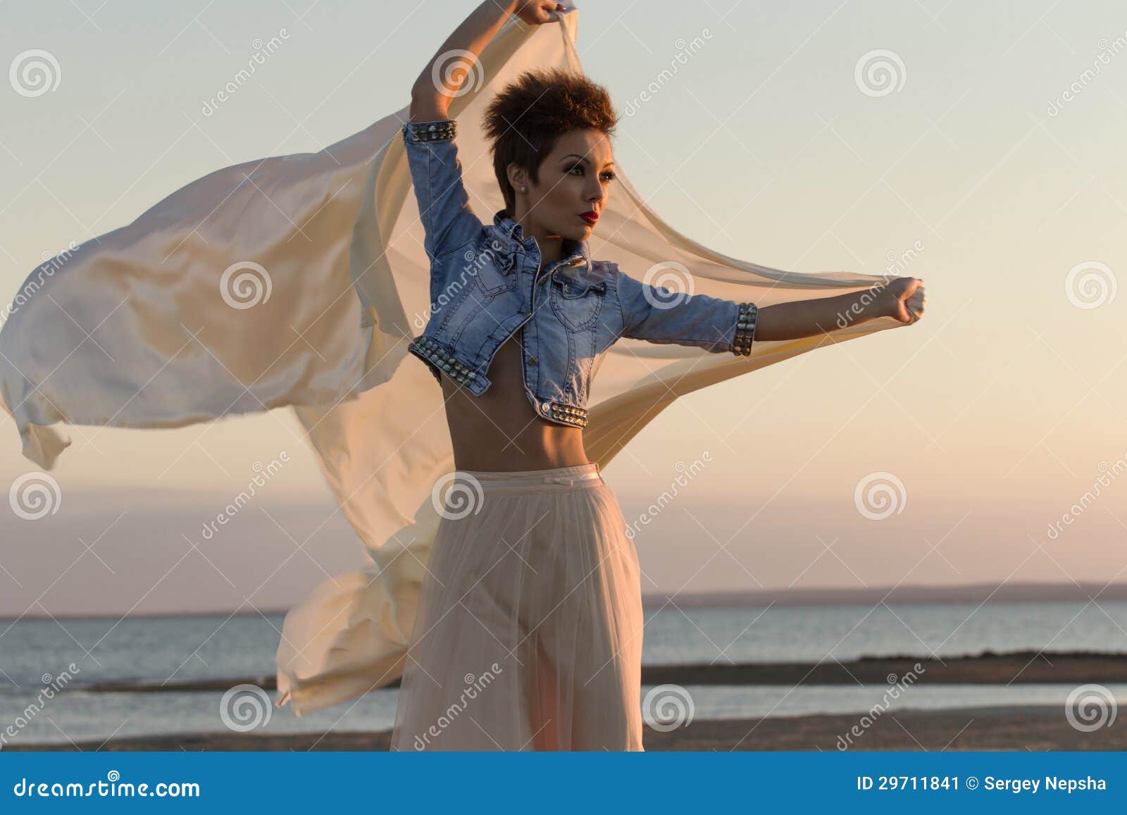 Model posing at sunset stock image. Image of cloth, looking - 29711841