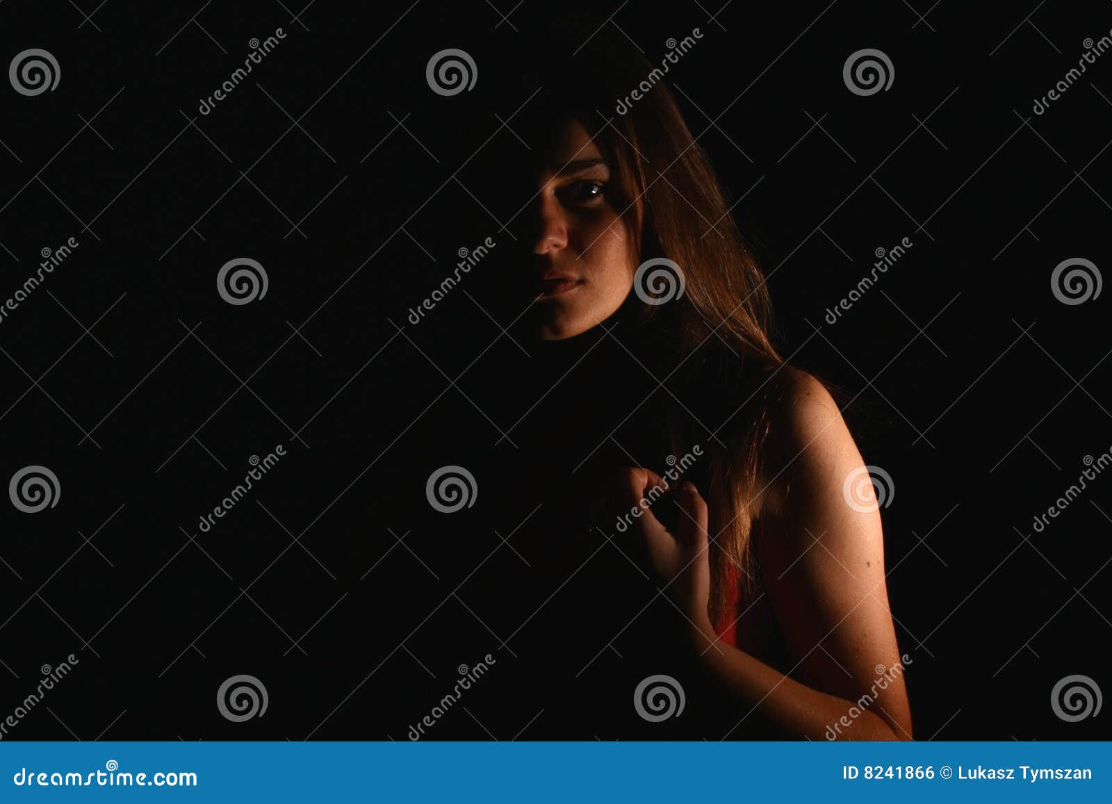 Attractive Girl in the Ray of Light Stock Photo - Image of adult ...