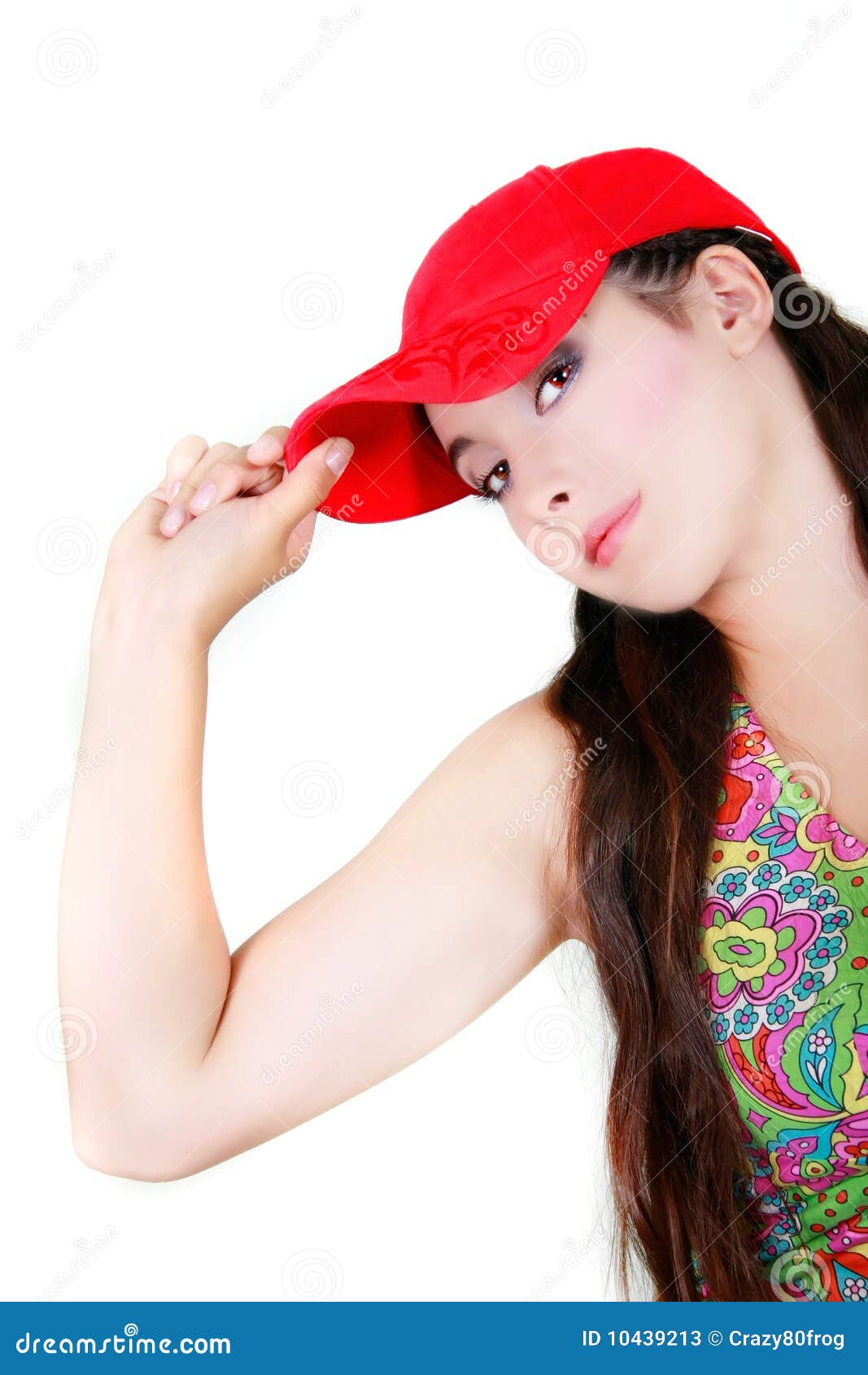 Attractive girl in red cap stock image. Image of cute - 10439213