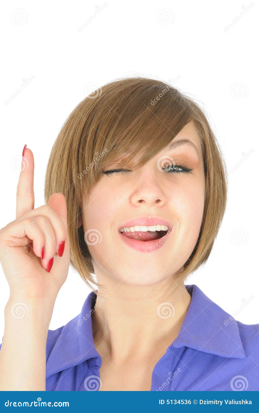 Attractive Girl Show One Finger Stock Photo - Image of glamour, eyes ...
