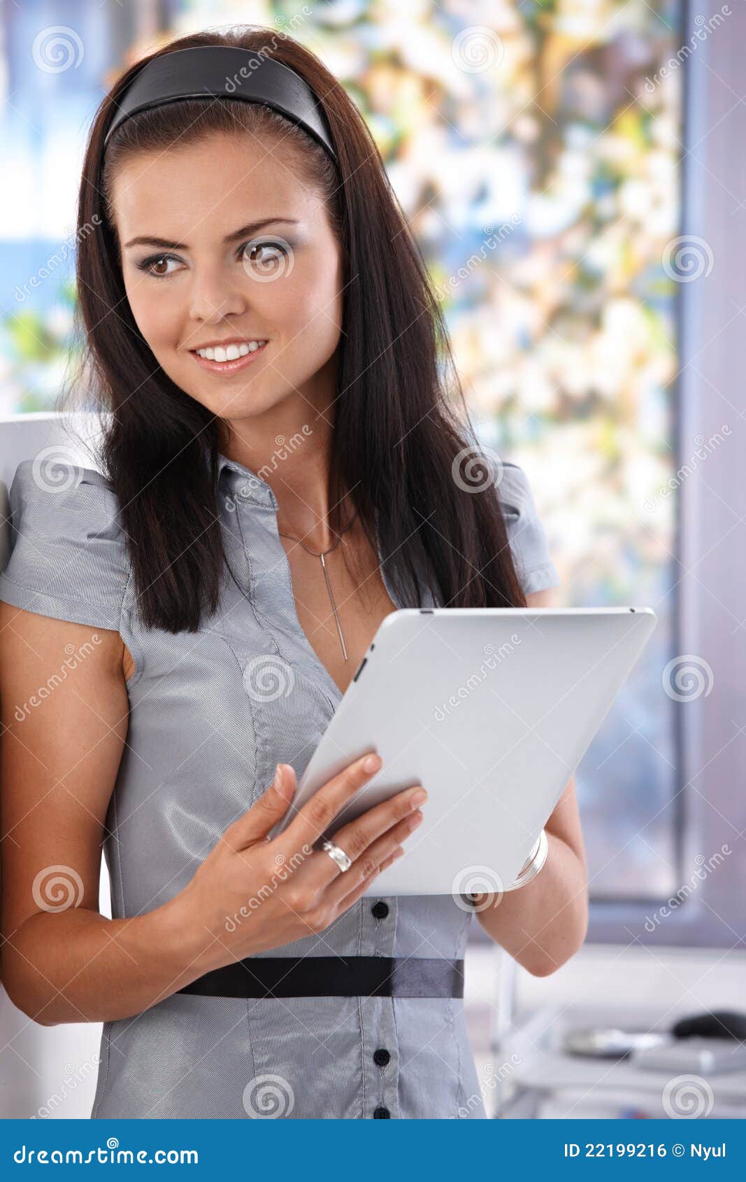 Attractive Girl with Tablet Computer Stock Photo - Image of girl ...