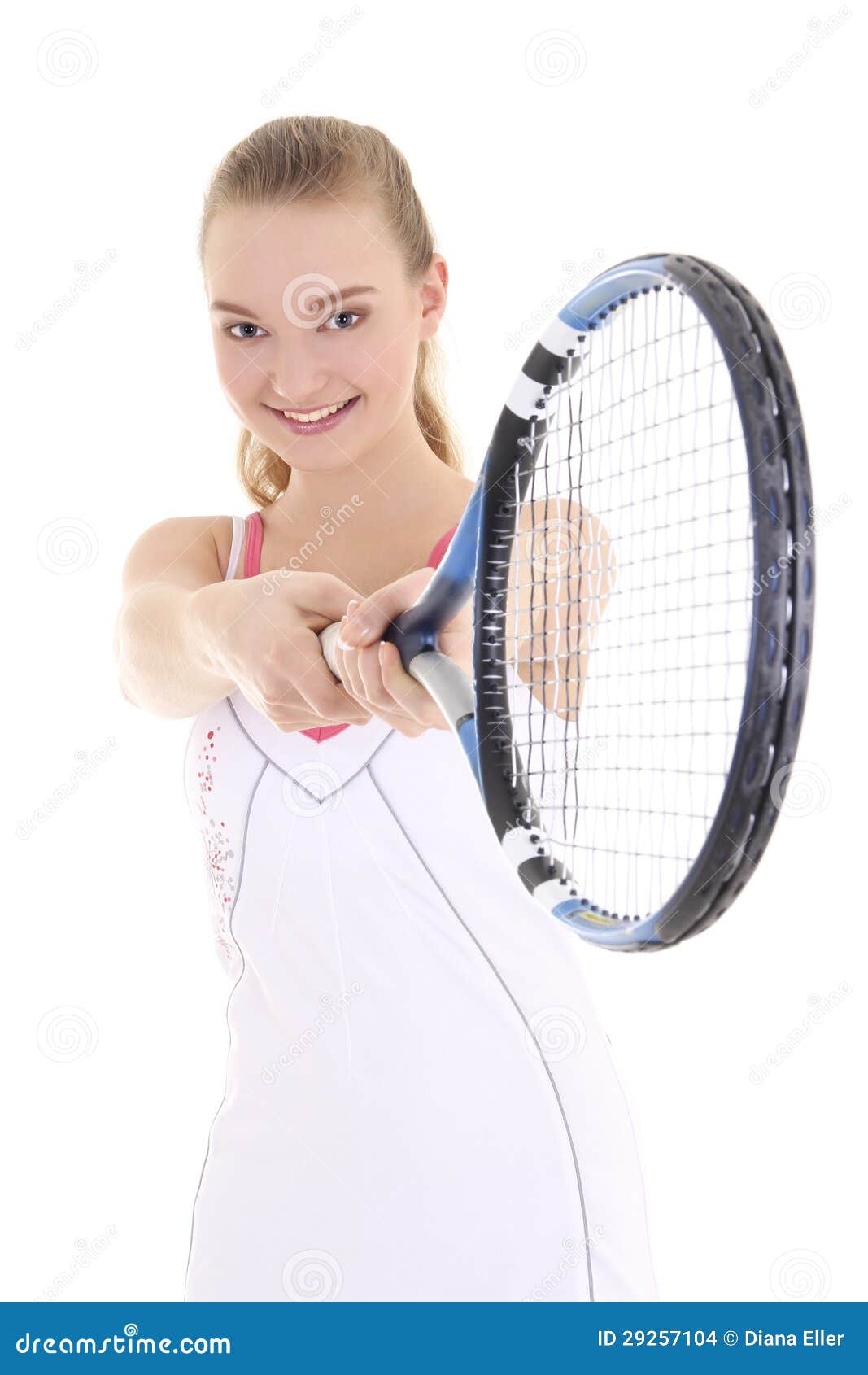 Attractive Girl with Tennis Racket Stock Photo - Image of athletic ...