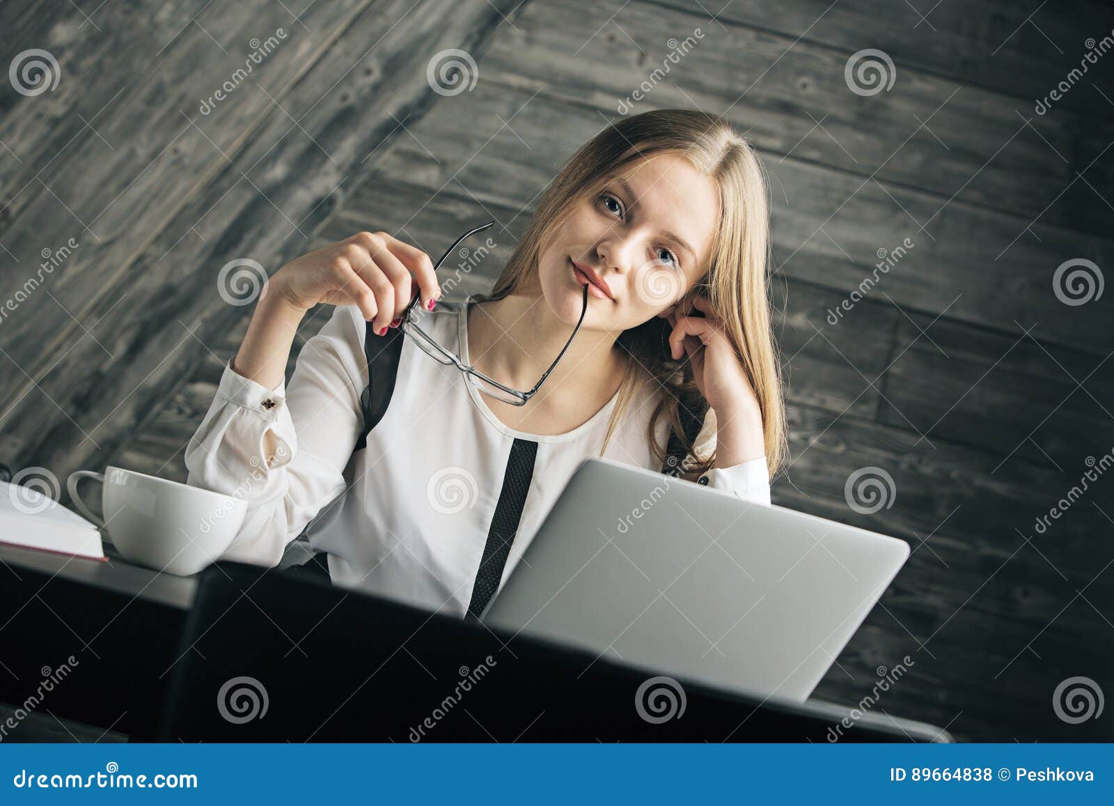 Attractive Girl Using Laptop Stock Photo - Image of caucasian ...