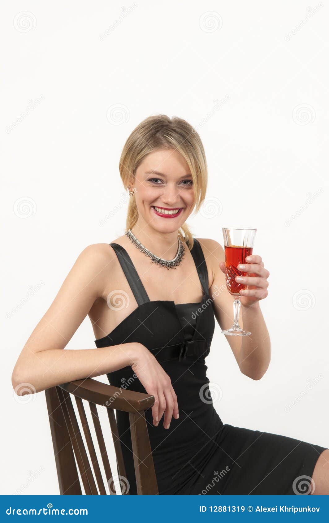 Attractive Girl with Wine Glass Stock Image - Image of smiling, face ...