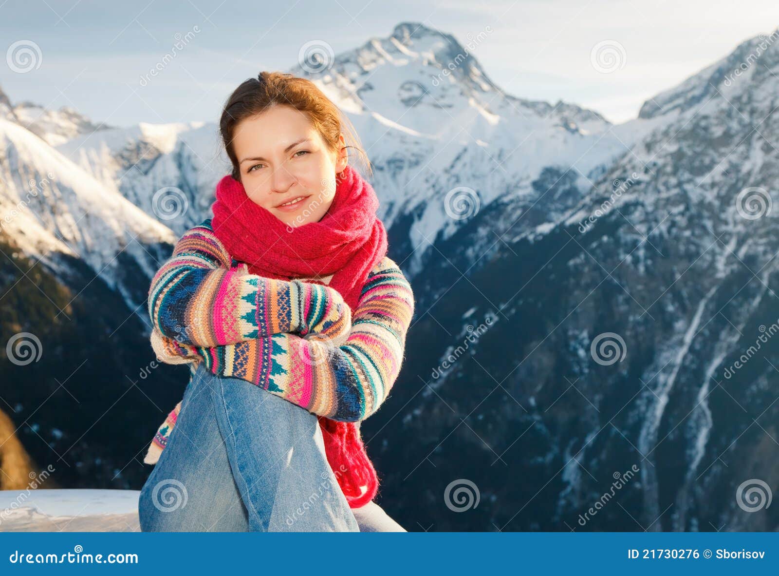 Attractive Girl in Winter Alps Stock Photo - Image of cold, caucasian ...