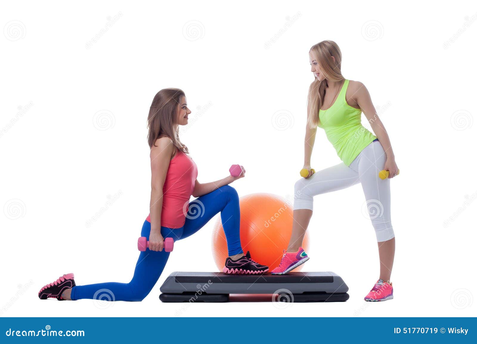 Attractive Girls Practiced Aerobics in Studio Stock Image - Image of ...