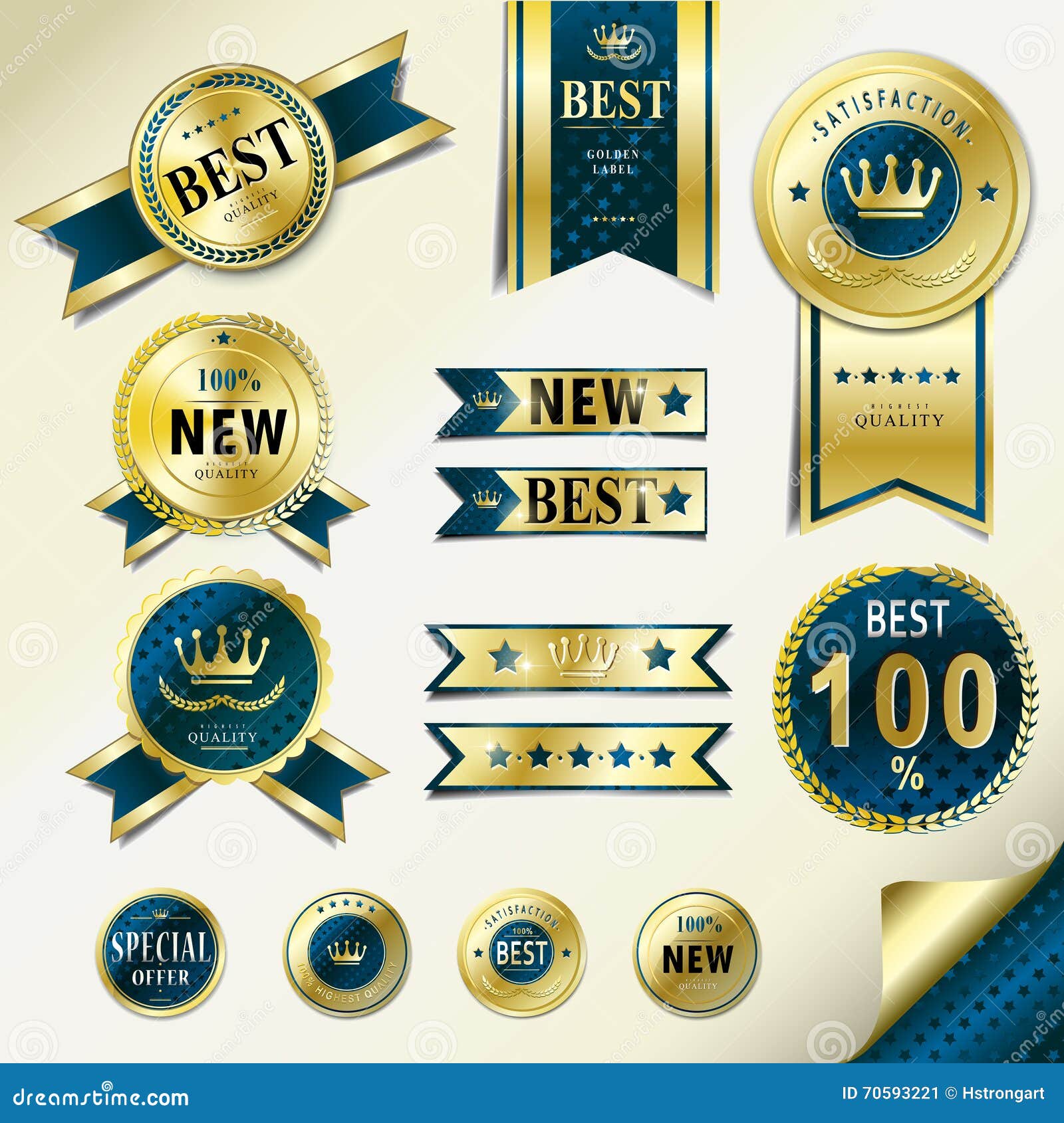 Attractive Golden Labels Design Set Stock Illustration - Illustration ...