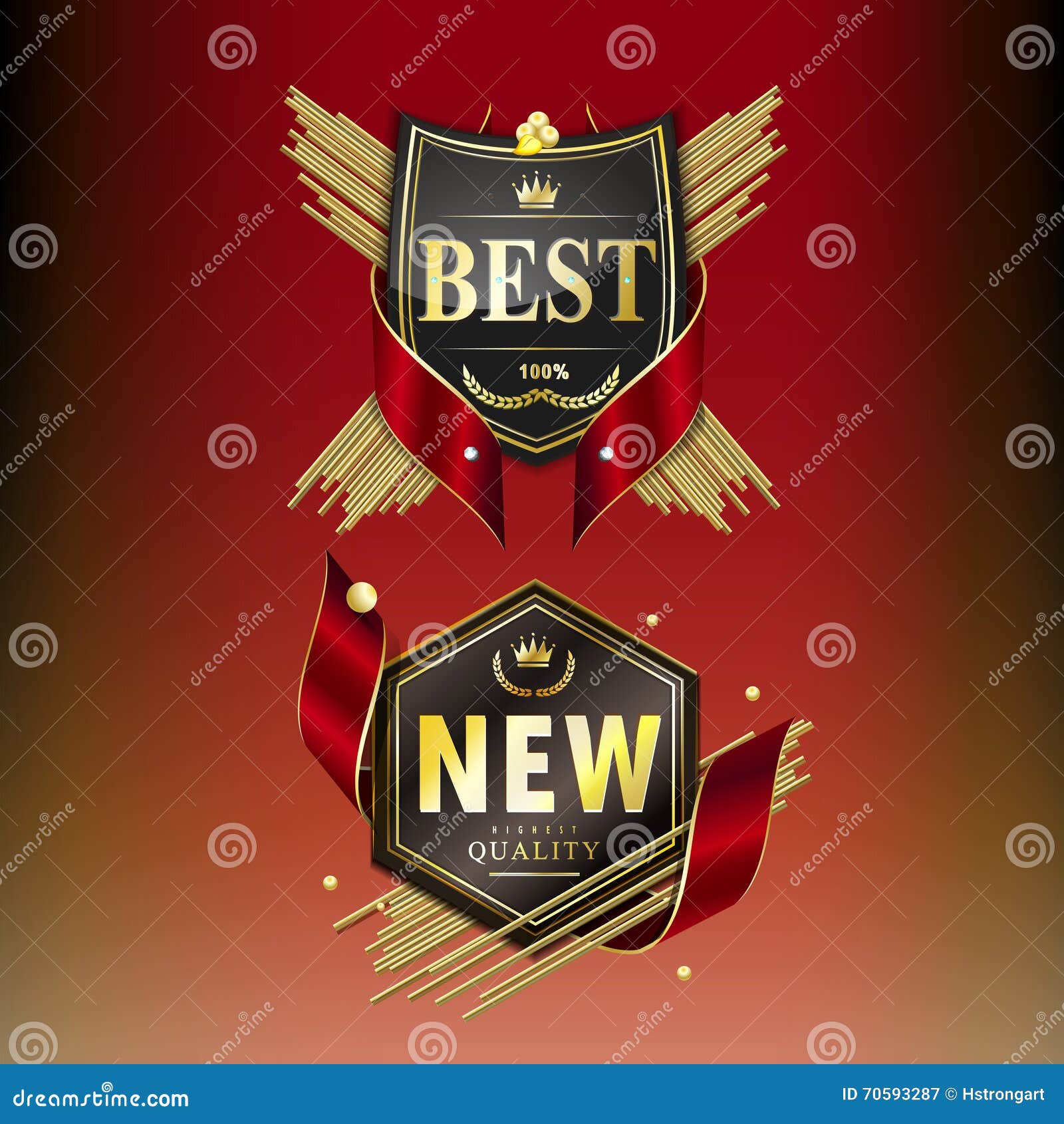 Attractive Golden Labels Design Set Stock Illustration - Illustration ...