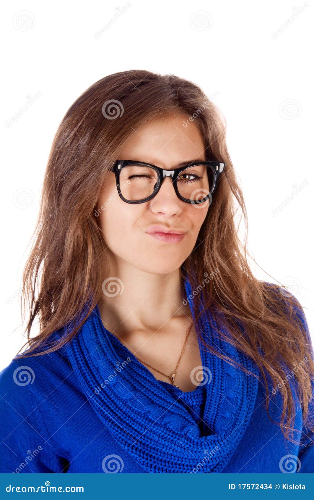 Attractive Grinning Girl Wearing Spectacles Stock Photo - Image of ...