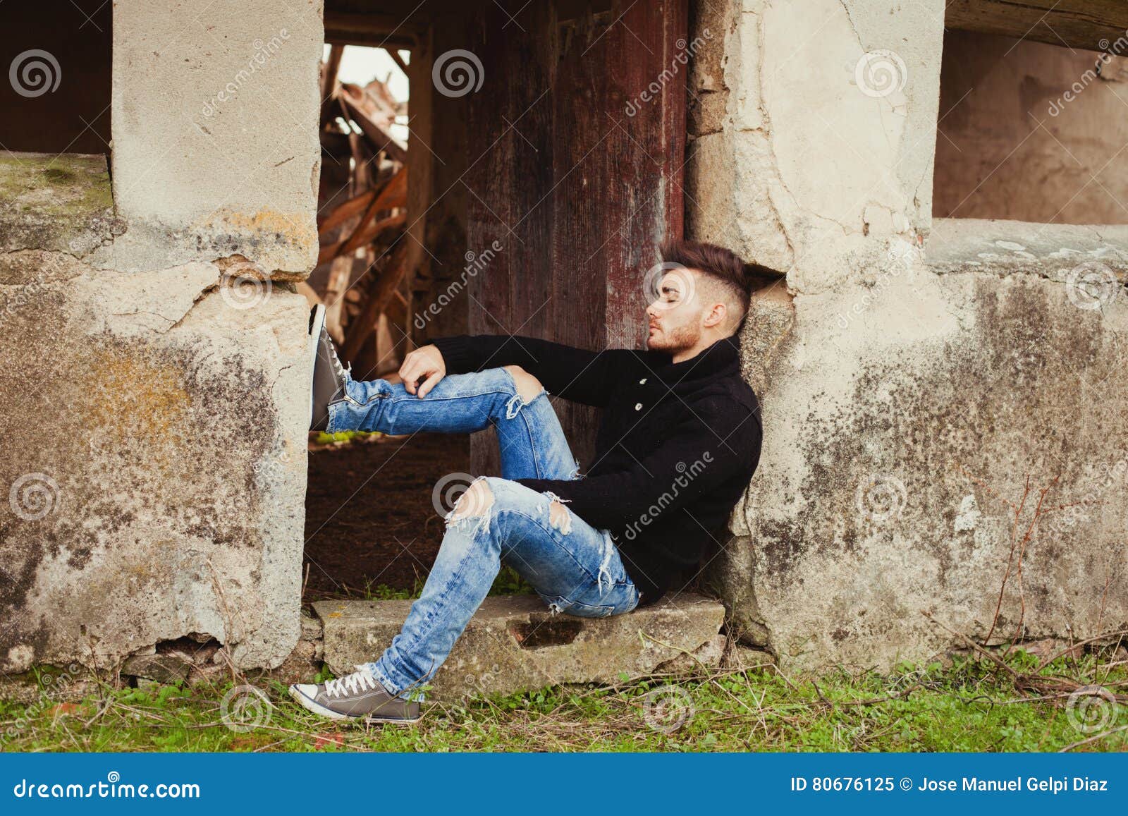 Attractive Guy in a Old House Stock Image - Image of open, model: 80676125