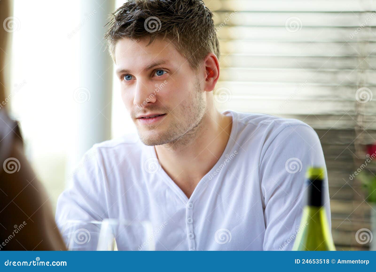 Attractive Guy Seriously Listening Stock Photo - Image of adult, close ...