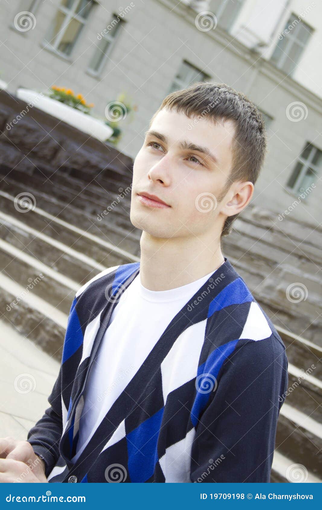 Attractive Guy Student on Campus Stock Photo - Image of people, green ...