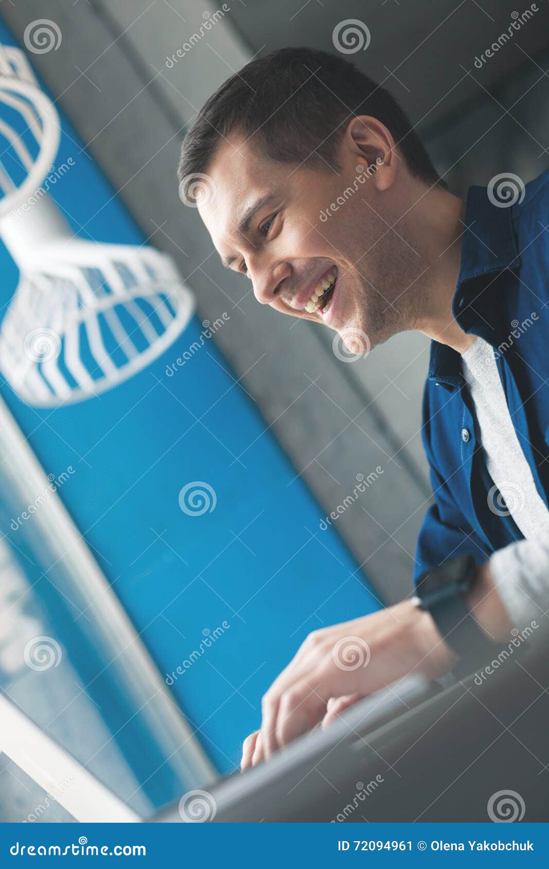 Attractive Guy is Working on a Computer Stock Image - Image of business ...