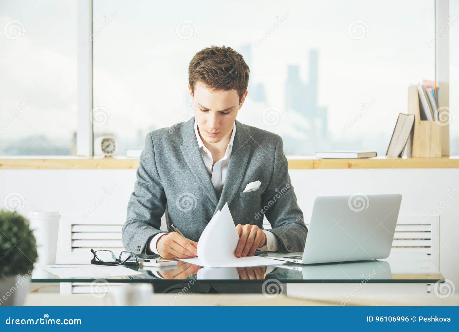 Attractive Guy Working on Project Stock Photo - Image of laptop ...