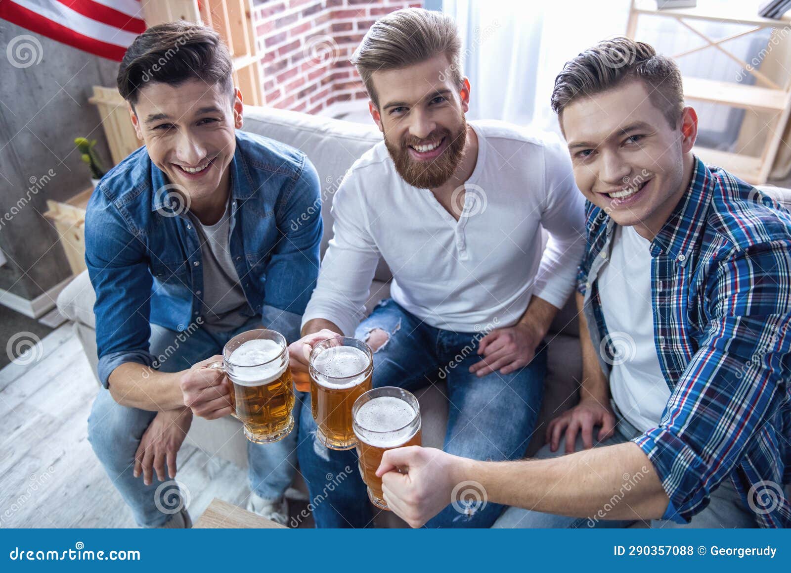 Guys having fun stock photo. Image of gathering, football - 290357088
