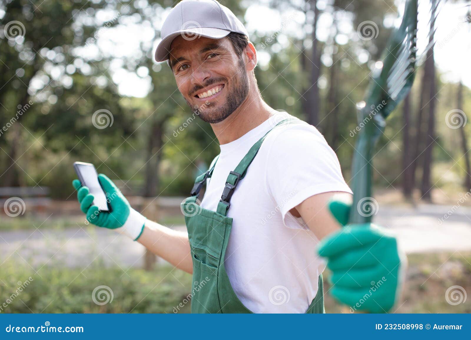 Attractive Happy Male Gardener at Work Stock Photo - Image of worker ...