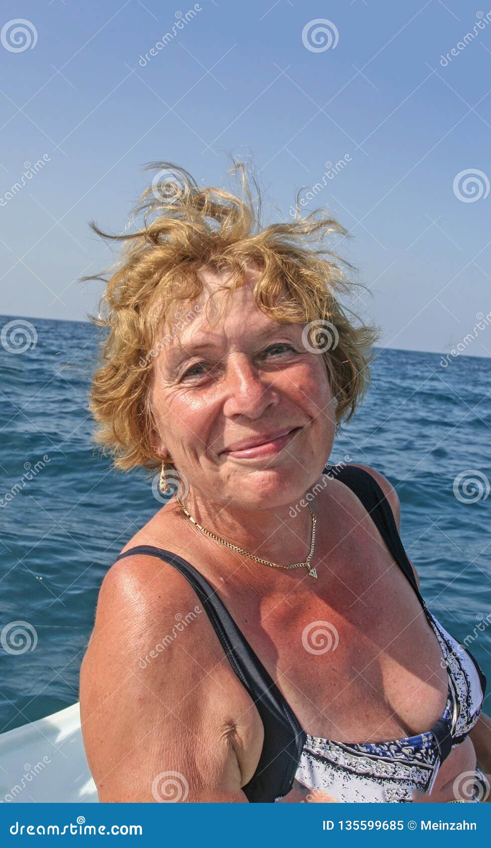 Attractive Senior Woman At The Beach Stock Image Image Of Brown