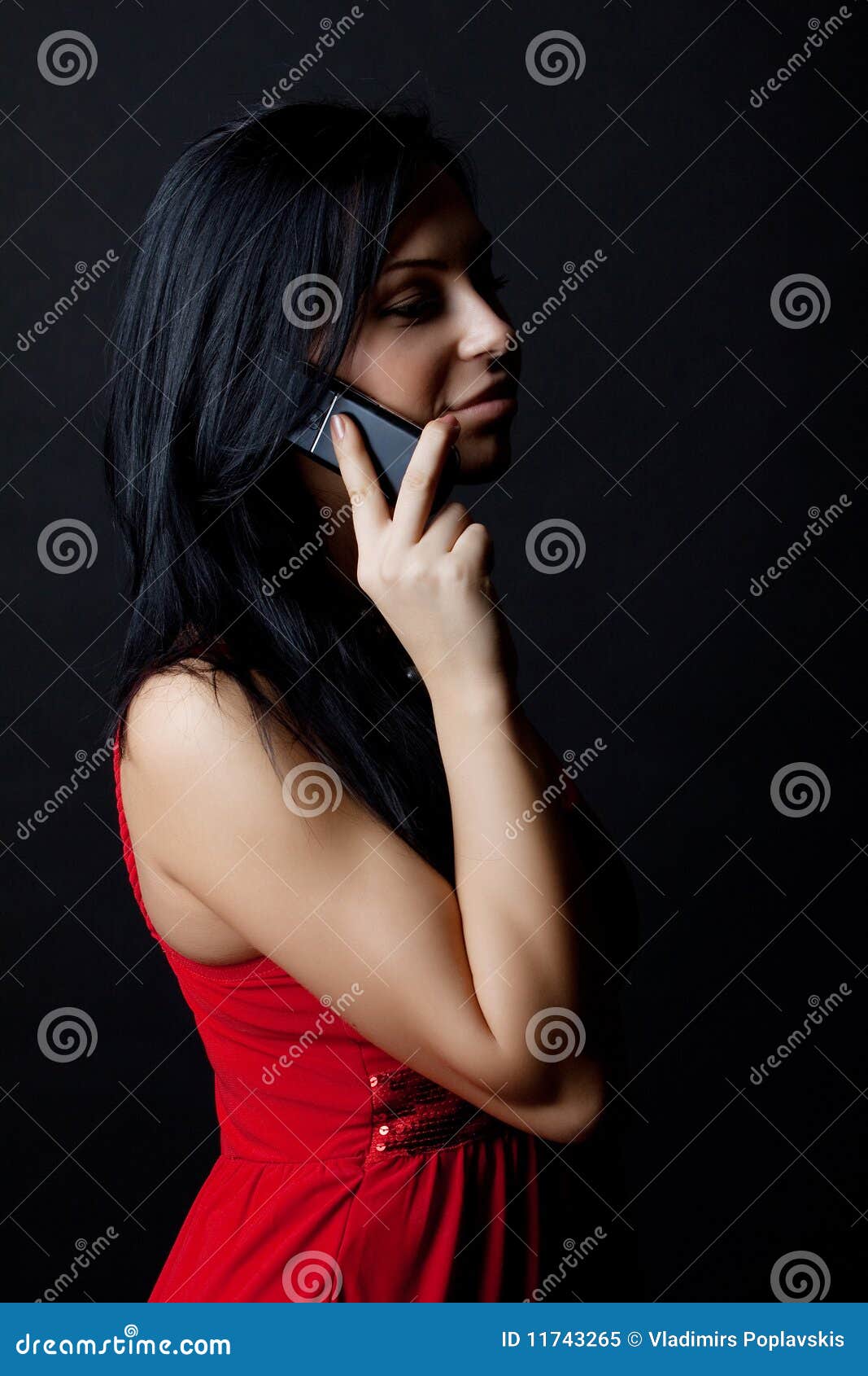 Attractive Happy Woman Calling by Mobile Stock Image - Image of evening ...