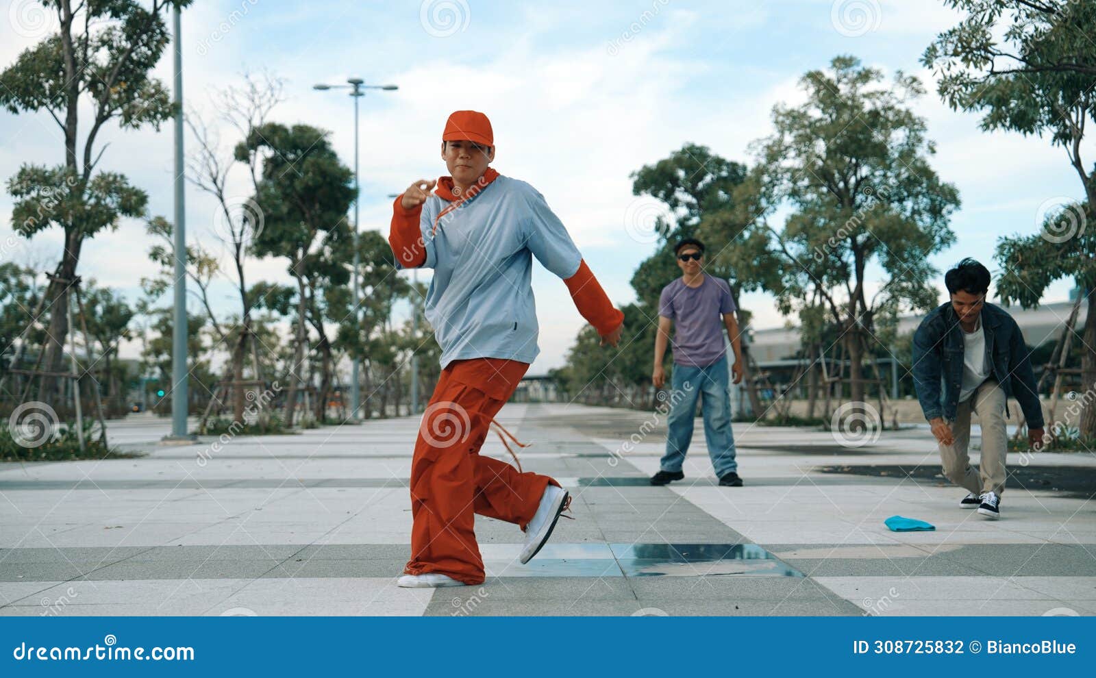 Attractive Hipster Doing B-boy Dancing with Multicultural Friend ...