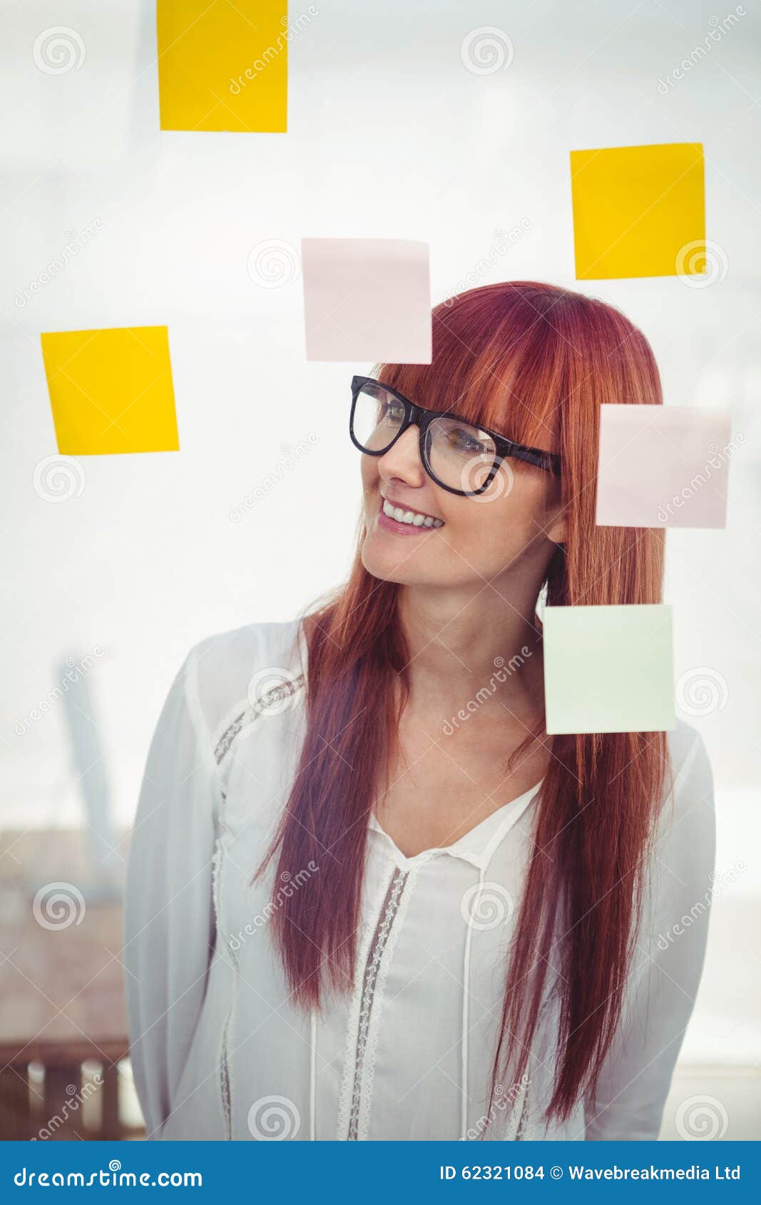 Attractive Hipster Woman Looking at Sticky Notes Stock Photo - Image of ...