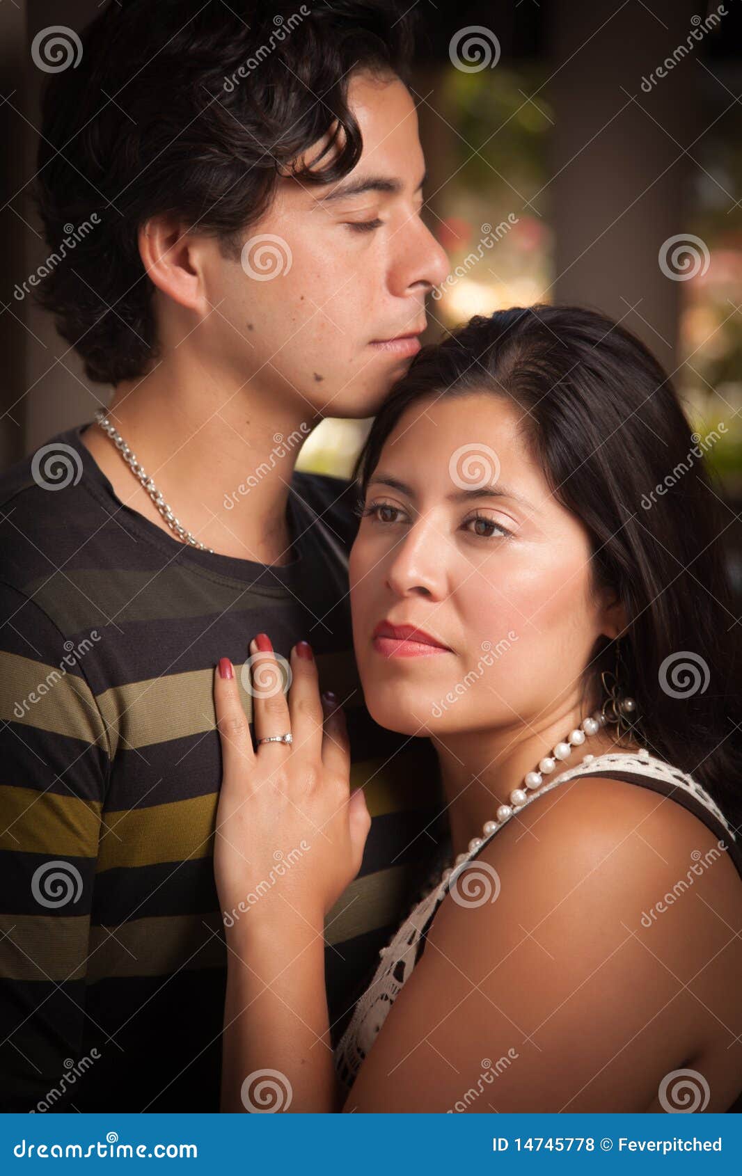 Attractive Hispanic Couple Portrait Outdoors Stock Photo - Image of ...