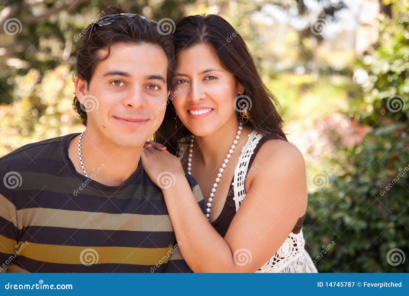 Attractive Hispanic Couple Portrait Outdoors Stock Image - Image of ...