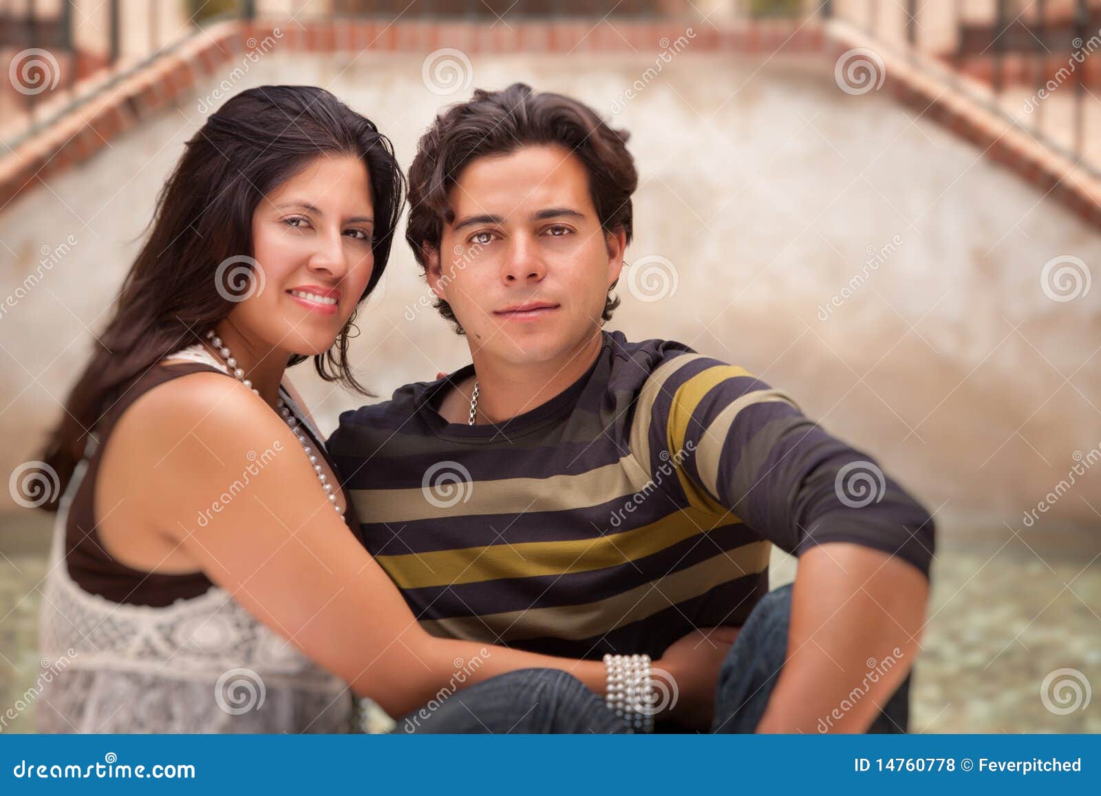 Attractive Hispanic Couple Portrait Outdoors Stock Photo - Image of ...