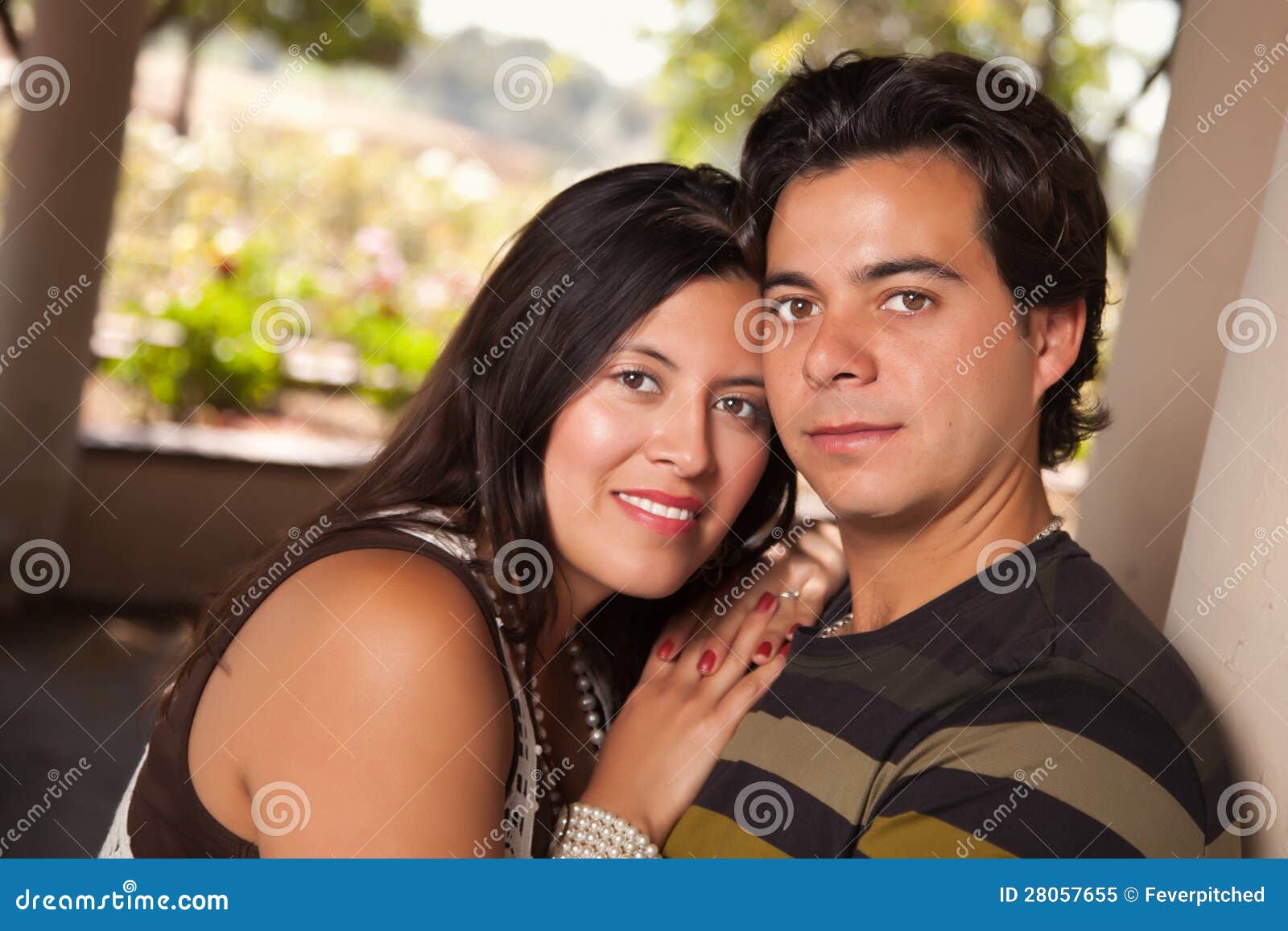 Attractive Hispanic Couple Portrait Outdoors Stock Image - Image of ...