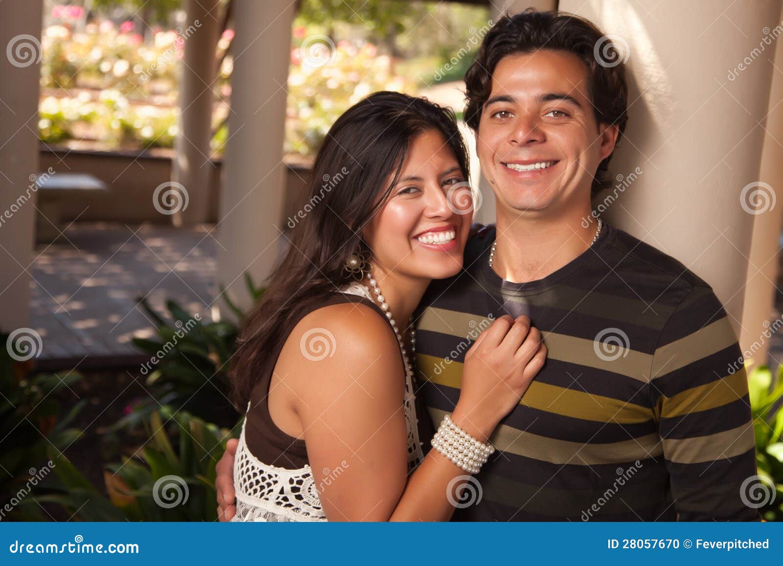 Attractive Hispanic Couple Portrait Outdoors Stock Photo - Image of ...