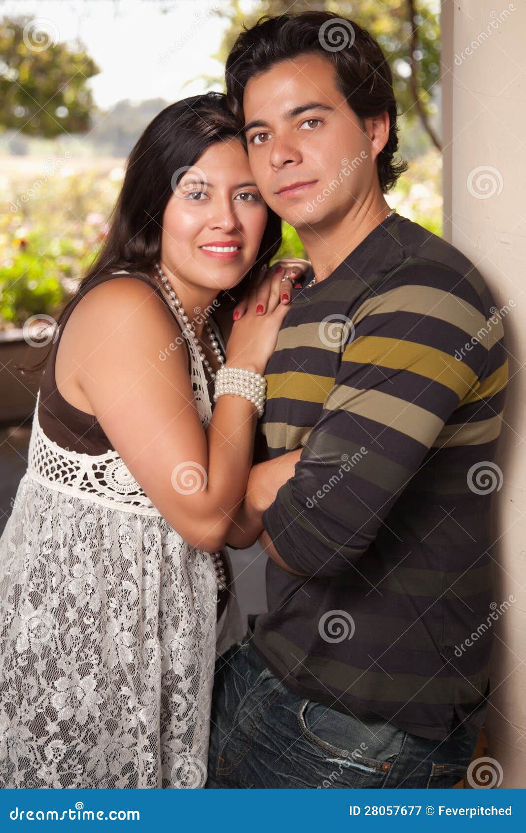 Attractive Hispanic Couple Portrait Outdoors Stock Image - Image of ...