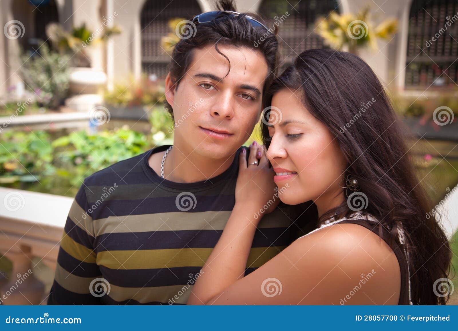 Attractive Hispanic Couple Portrait Outdoors Stock Photo - Image of ...