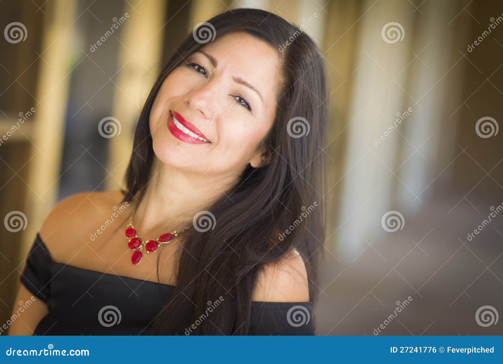 Attractive Hispanic Woman Portrait Outside Stock Photo - Image of fancy ...