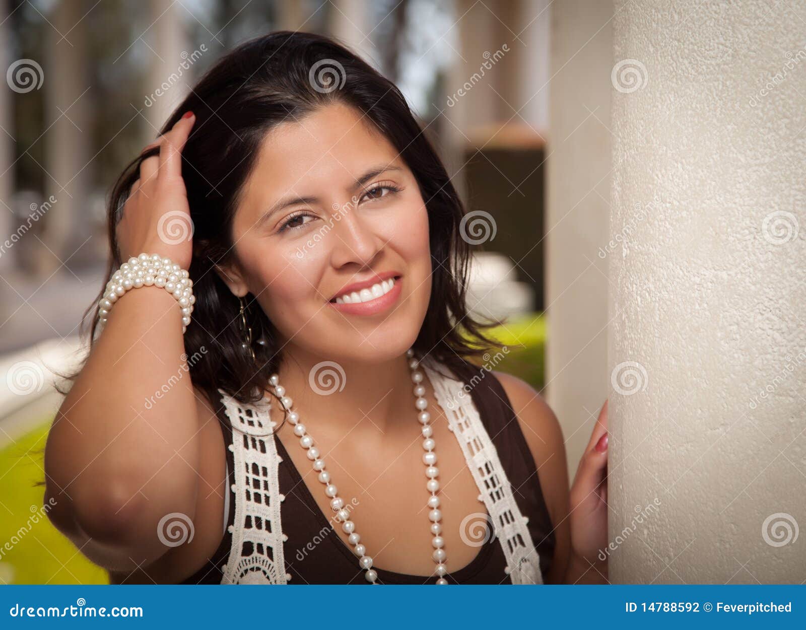 Attractive Hispanic Young Woman Outside Stock Photo - Image of glamour ...