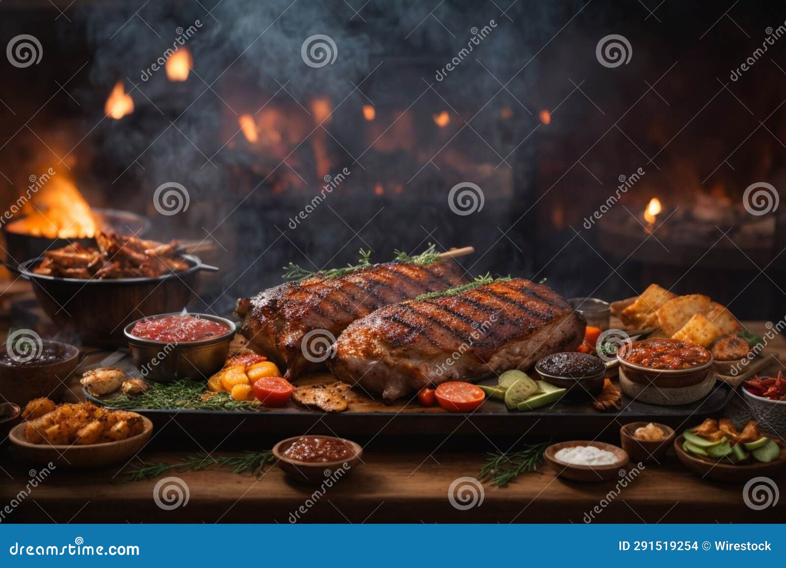 A Roasting Board Topped with Meat, Potatoes and Vegetables Stock Photo ...