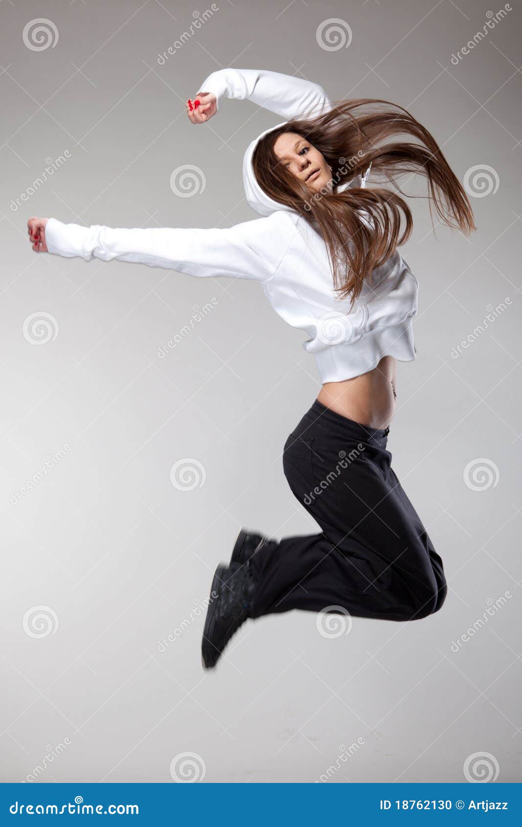 Attractive jumping woman stock photo. Image of leap, balance - 18762130