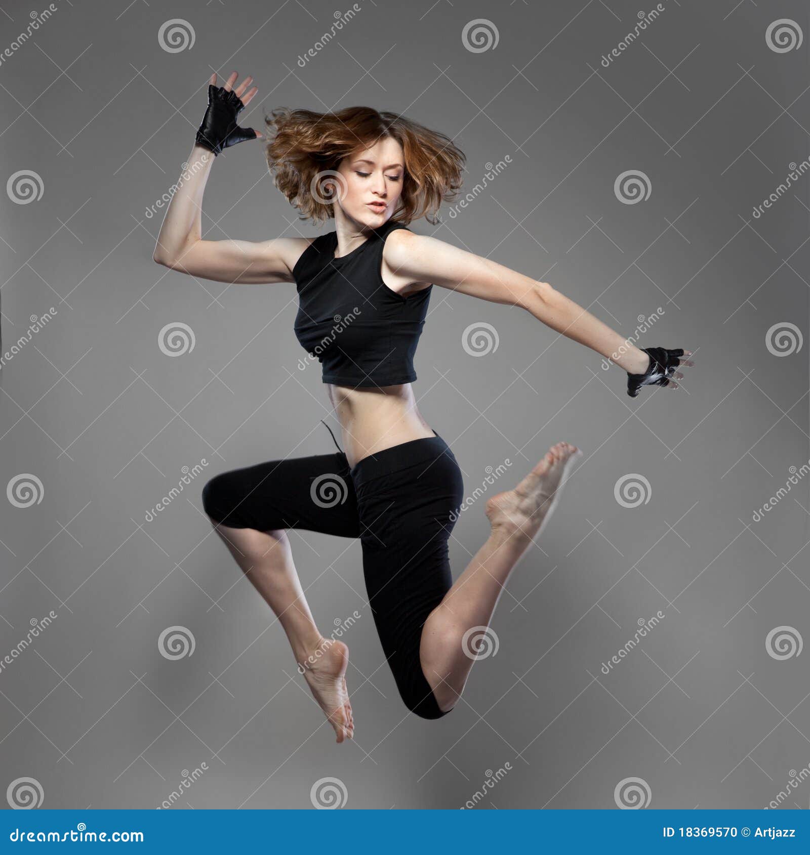 Attractive Jumping Woman Dancer Stock Photo - Image of dance, grace ...